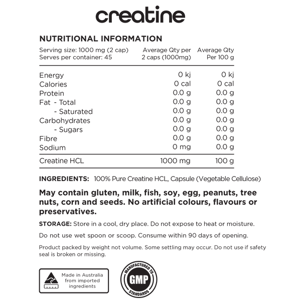 Creatine HCL (Capsules) by Switch Nutrition – Supplement Warehouse